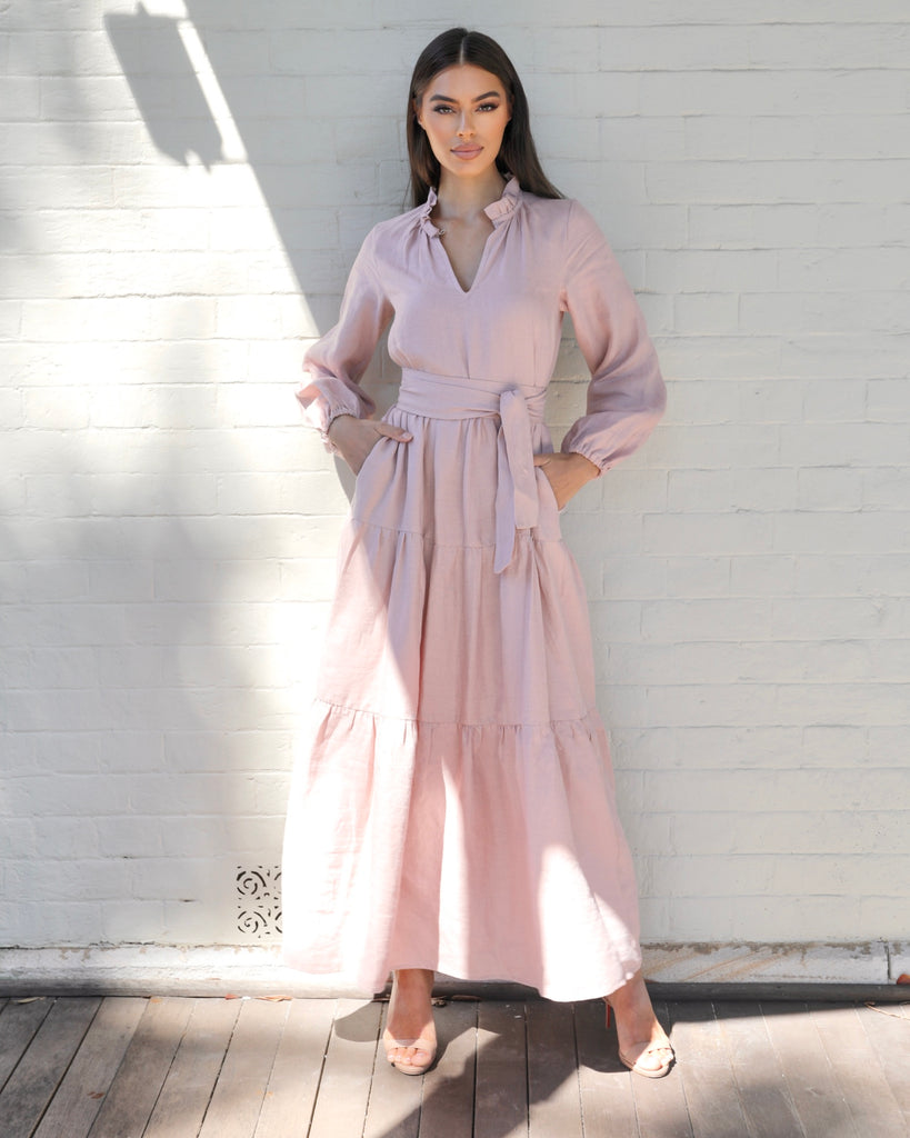 Adelle Linen Dress - Rose – Integrity Boutique